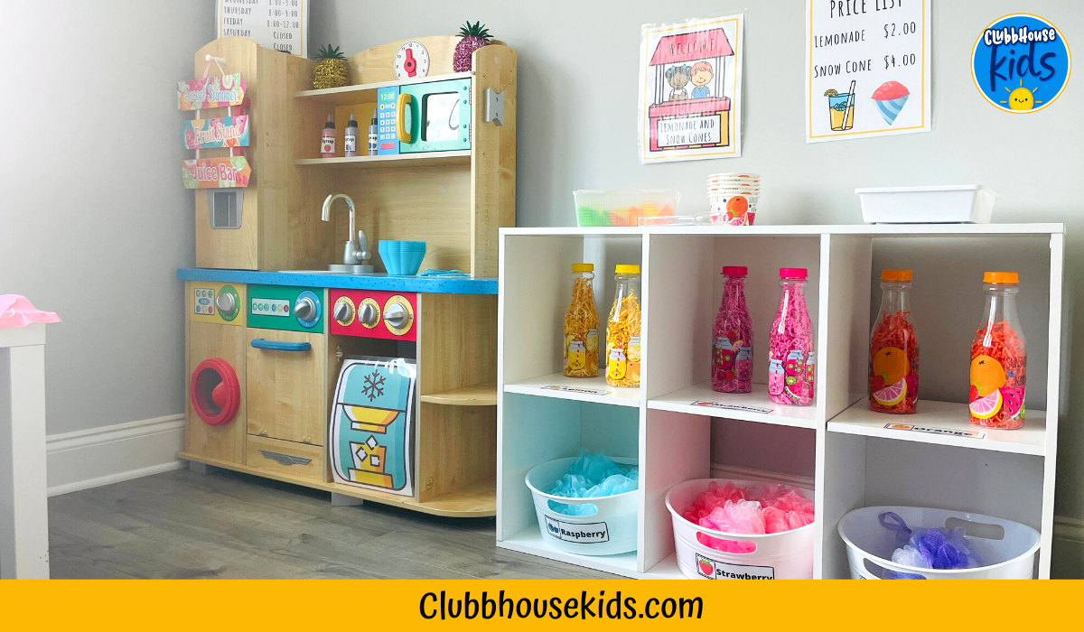 How To Set Up A Pretend Play Snow Cone Shop For Toddlers - ClubbhouseKids